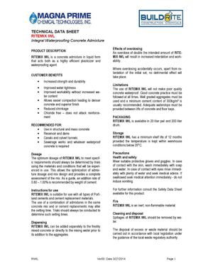 Calaméo - TECHNICAL DATA SHEET RITEMIX IWL Integral Waterproofing ...
