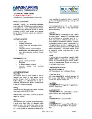 Calaméo - TECHNICAL DATA SHEET CONCRETE PATCH V