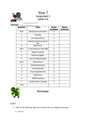 Calaméo - Year 7 Assignment 3 Levels 4 6