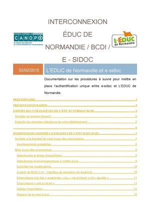 INTERCONNEXION ENT / BCDI / E - SIDOC