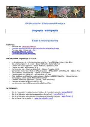 Calaméo - Bibliographie Et Sitographie éLèves à Besoins Particuliers