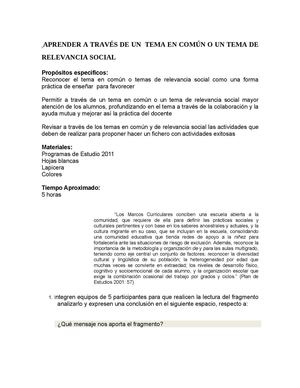 Calaméo - Aprender A Través De Un Tema En Común O Un Tema De Relevancia ...
