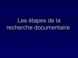 Calaméo - Les Etapes De La Recherche Documentaire