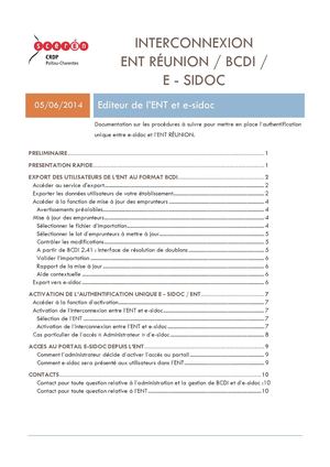 INTERCONNEXION ENT / BCDI / E - SIDOC