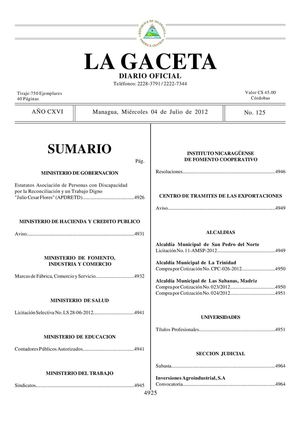 Calaméo - 125 Gaceta, Miercoles 04 De Julio 2012
