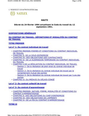 Calaméo - Décret Du 24 Février 1984 Actualisant Le Code Du Travail Haitien
