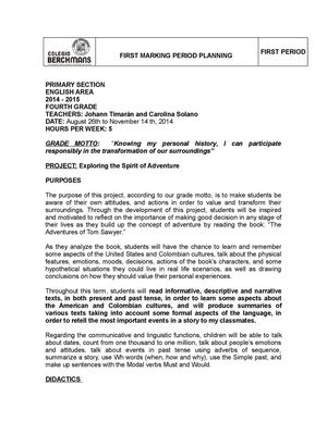 Calaméo - 4th Grade First Marking Period Planning Final Version