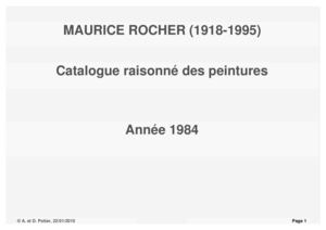 Calaméo - Maurice Rocher, Catalogue Raisonné, 1984