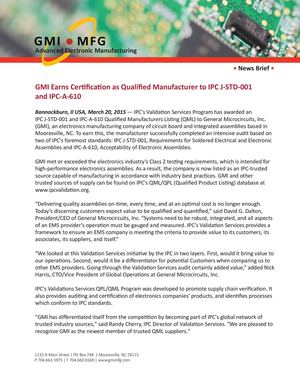 Calaméo - GMI Earns Certification as Qualified Manufacturer to IPC J ...