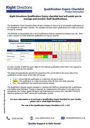 Calaméo - Qualification Expiry Checklist - Product Information - Aug 15