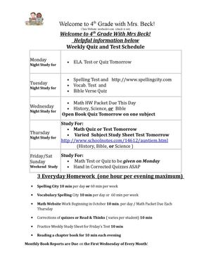 Calaméo - Schedule 4th Grade Hw 2015e Last
