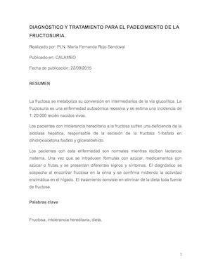 Calaméo - Diagnóstico Y Tratamiento Del Padecimiento De Fructosuria