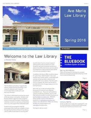 Calaméo - Ave Maria Law Library Newsletter Spring 2016
