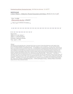 Calaméo - free eBook Download -John E Mack . Abduction.