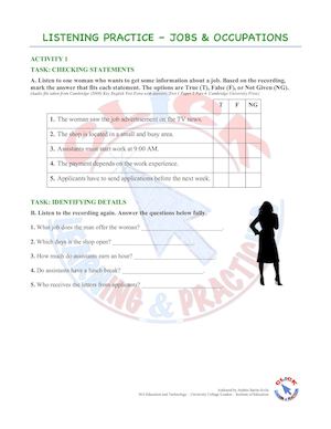 Calaméo - Listening Practice Jobs & Occupations