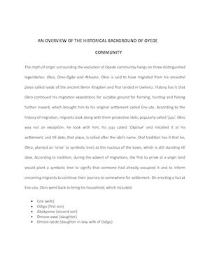 Calaméo - An Overview Of The Historical Background Of Oyede Community