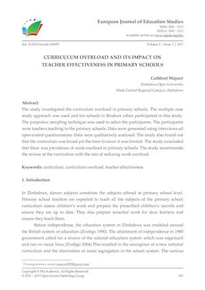 Calaméo - CURRICULUM OVERLOAD AND ITS IMPACT ON TEACHER EFFECTIVENESS ...