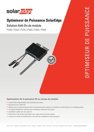 Calaméo - Optimiseur SOLAREDGE P300 P500 Fiche technique