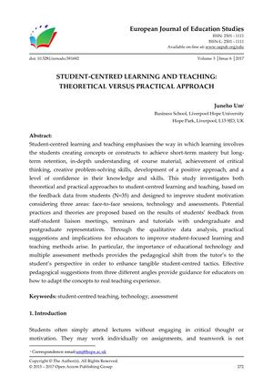 Calaméo - STUDENT-CENTRED LEARNING AND TEACHING: THEORETICAL VERSUS PRACTICAL APPROACH