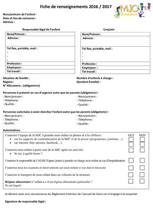 Calaméo - Fiche Renseignements Formulaire