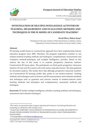 Calaméo - INVESTIGATION OF MULTIPLE INTELLIGENCE ACTIVITIES BY TEACHING ...