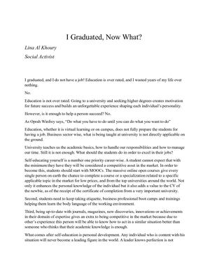 Calaméo - I Graduated, Now What?