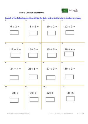 Calaméo - Year 3 Division Worksheet