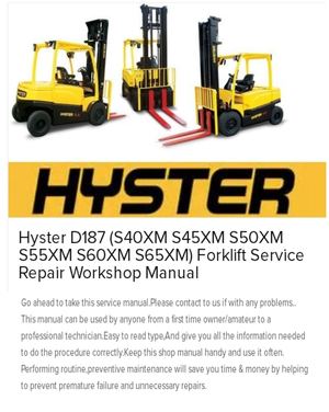 Calaméo - Hyster D187 (S40xm S45xm S50xm S55xm S60xm S65xm) Forklift ...
