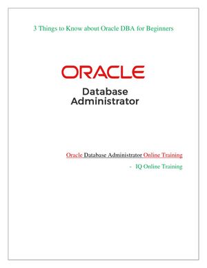 Calaméo - 3 Things To Know About Oracle Dba For Beginners Copy