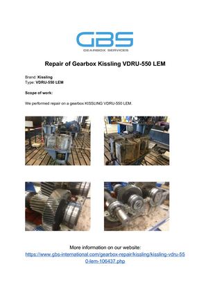 Calaméo - Repair Of Gearbox Kissling VDRU 550 LEM