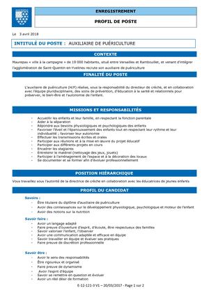 Calam o Profil De Poste Auxiliaire De Pu riculture