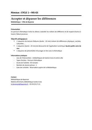 Calaméo - Accepter Et Dépasser Les Différences - Cycle 1