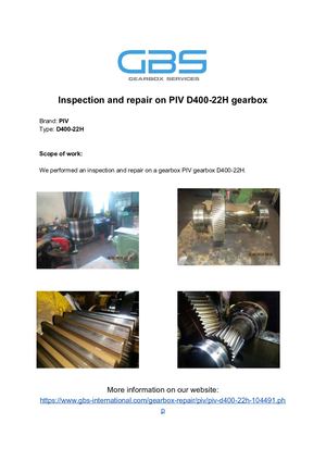 Calaméo - Inspection And Repair On PIV D400 22H Gearbox