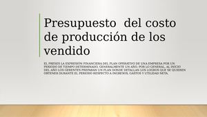 Calaméo - Presupuestos Del Costo De Produccion De Lo Vendido
