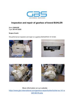 Calaméo - Inspection And Repair Of Gearbox Of Brand BUHLER