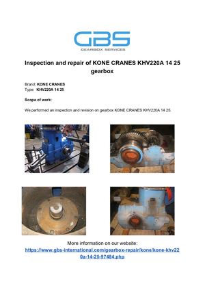 Calaméo - Inspection And Repair Of KONE CRANES KHV220A 14 25 Gearbox