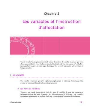 Calaméo - Chapitre 2 - Les variables et l'instruction d'affectation