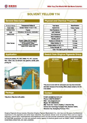 Calaméo - Solvent dyes, solvent yellow 114 (S.Y.114) from Xinghua ...
