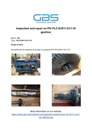 Calaméo - Inspection And Repair On PIV PLC18 R11 G11 18 Gearbox