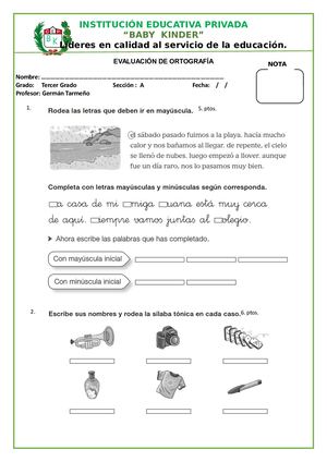 Palabras De Ortografía De 3er Grado