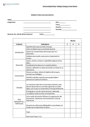 Calaméo - Rúbrica Para Evaluar Ensayo