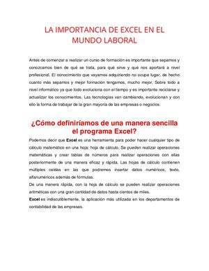 Calaméo - La Importancia De Excel En El Mundo Laboral Angeline