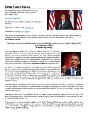 Calaméo - Barack Hussein Obama Speech Of Recognition To Morocco 4 June 2009