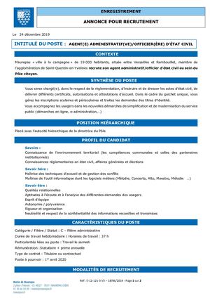 Calaméo - Agent Administratif Officier D'etat Civil