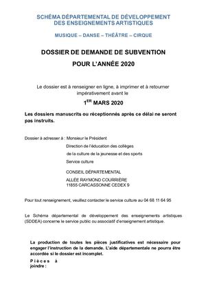 Calaméo - Dossier De Demande De Subvention Sddea 2020