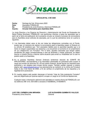 Calaméo - Circular 3 2020 Circular Informativa Asamblea