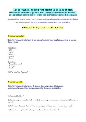 Question de Ses pour lundi