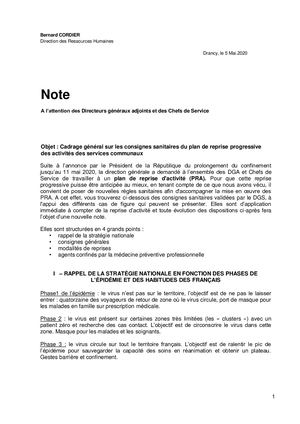 Calaméo - Note Cadrage Consignes Gene Drancy