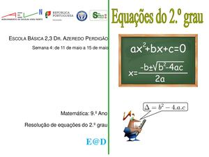 Calaméo - Resolução de equações do 2.º Grau. Fórmula Resolvente