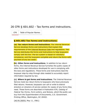 Calaméo - 26 CFR § [601-602] TAX FORMS & INSTRUCTIONS